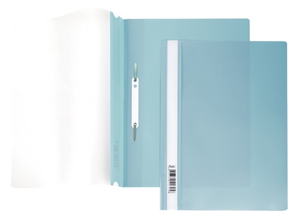 Папка -Скоросшиватель А4ф Hatber 140/180мкм Бирюза Пластиковая прозрачный верх с един.штрих ...