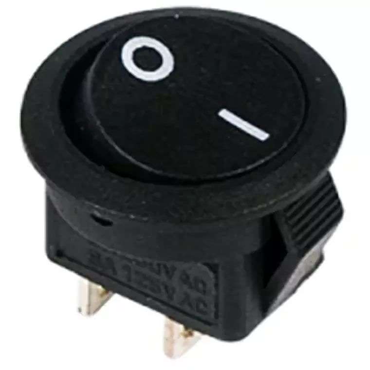 Выключатель клавишный круглый 250V 3А (2с) ON-OFF черный Micro от ...